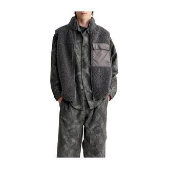 Maison Kitsun&eacute; Fleece-Westenjacke - - Jackets - Herren - Grau - L