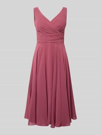 Troyden Collection Knielanges Cocktailkleid aus Chiffon mit V-Ausschnitt