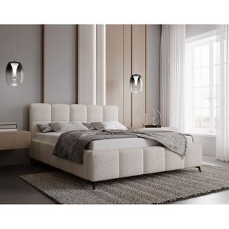 Best Mobilier Bestmobilier - Paulito - lit coffre - 180x200 cm - sommier inclus - en tissu bouclette - beige