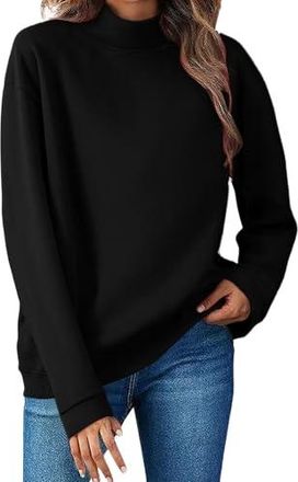 Generic Pull pour femme - Couleur unie - Haut surdimensionn&eacute; - Col rond - Manches longues - Automne - Hiver - D&eacute;contract&eacute; - Confortable - Tendance - Confortab