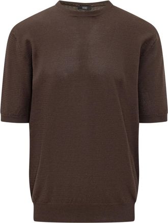 Hosio Hosio, Homme, Pulls, Brun, Taille: XL Pull &agrave; col rond et manches courtes