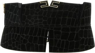 Elisabetta Franchi Femme, Accessoires, Noir, Taille: S Ceinture style bustier en cuir nubuck