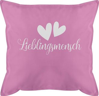 Shirtracer Kissen 50x50 - Valentinstag Partner Ideen - Lieblingsmensch - 50 x 50 cm - Pink - partnerkissen p&auml;rchen geschenke walentinstag paare motivkissen partn