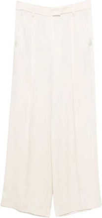 Brunello Cucinelli Femme, Pantalons, Beige, Taille: 38 FR Pleated Wide Pantalons