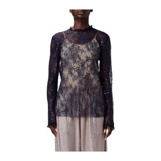 Alberta Ferretti Top en dentelle - Femme - Tops - Bleu - Taille: 44 FR