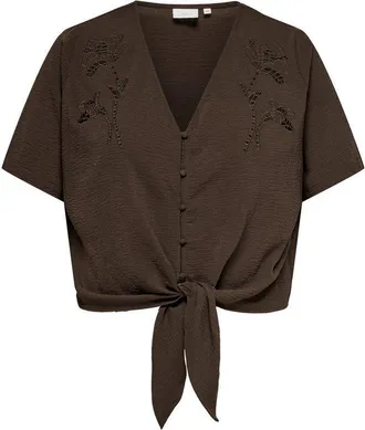 Only Carmakoma V-Shirt CAREVALOU METTA 2/4 KNOT SHIRT WVN
