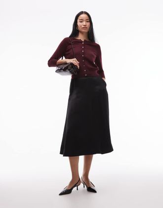 Arket Jupe longue &eacute;vas&eacute;e en satin &eacute;pais pliss&eacute; - Noir