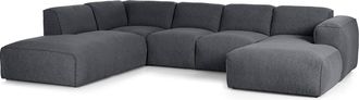 Studio Copenhagen home24 Wohnlandschaft Grau Webstoff Saia 325 x 71 x 235cm Longchair davorstehend rechts / Ottomane links Modern