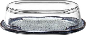 Leonardo Matera Butterdose - Butterdose aus Keramik mit Deckel aus Glas - 20,6x7,7x12,6 cm (BxHxT) - Handarbeit - Leicht zu reinigen, spülmaschinenfest - Anthr