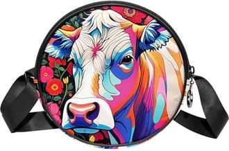 Generic Sac &agrave; bandouli&egrave;re rond pour femme, petit sac &agrave; bandouli&egrave;re avec fermeture &eacute;clair et bretelles r&eacute;glables style d&eacute;contract&eacute; pour femmes et filles