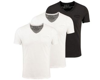 Key Largo T-Shirt Soda vintage Look uni Basic T00619 V-Ausschnitt unifarben kurzarm slim fit