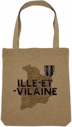 Fabulous Sac Shopping Tote Bag Aspect Lin - Ille et Vilaine 35 Departement Rennes Carte Ancienne Rare - Sac de Courses Toile Epaisse 360g Beige Naturel Cabas P