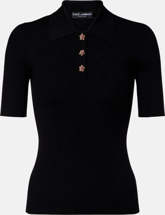 Dolce & Gabbana Verziertes Polohemd aus Rippstrick