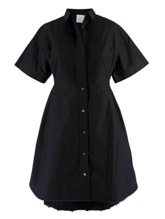sacai Cape Black Lace Trimmed A-line Shirt Dress Size S