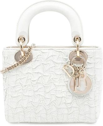 Dior Hobo Bags - Mini Wavy Crinkled Lambskin Lady Dior - Gr. unisize - in Wei&szlig; - f&uuml;r Damen