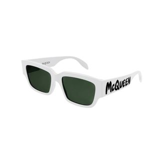Alexander McQueen Stylische Sonnenbrille Am0329S in Schwarz - - Accessories - Herren - Wei&szlig; - 56 MM