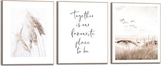 Reinders Bilder Set, Strand, Wohnzimmer, Poster, Wanddeko, Room Decor, MDF, Beige, 3-er Set