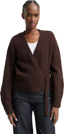 Tom Tailor Damen 1049070 Relaxed Fit Wrap Cardigan, 38864-Soft Chocolate Brown Melange, XXL