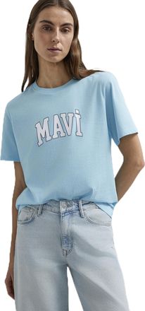 Mavi Damen Logo Printed T-Shirt T-Shirt, Aquamarine, XL