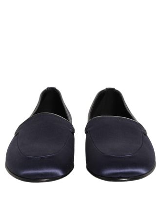 Dolce & Gabbana Mens Satin Logo Loafer Blue Leather