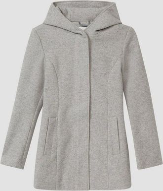 s.Oliver Outdoorjacke Outdoor-Mantel Webware-Mantel mit fixierter Kapuze und verdeckter Knopfleiste