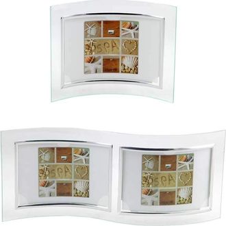 Ideal Verona Glas Bilderrahmen 10x15 cm 13x18 cm 15x20 cm Bilder gebogen Foto Rahmen: Farbe: Silber Quer | Format: 15x20