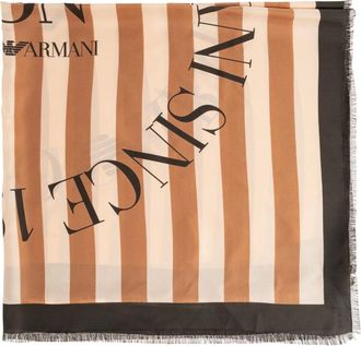 Emporio Armani Femme, Accessoires, Brun, Taille: ONE Size Foulard en soie pure &agrave; imprim&eacute; Icon