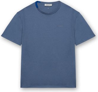 Premiata Homme, Tops, Bleu, Taille: XL T-shirt en coton avec d&eacute;tail en nylon