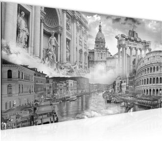 Runa Art Wandbild Italien 1 Teilig 100 x 40 cm Modern Bild auf Vlies Leinwand Architektur Antik Wohnzimmer Schlafzimmer Grau 024412c