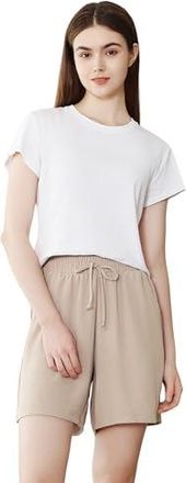 Power Flower Shorts d&eacute;t&eacute; Femme Casual Shorts en Sweat avec Poches Confortables &agrave; Cordon de Serrage (LY178-Champagne, S-M)