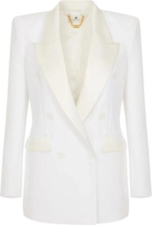 Elisabetta Franchi Doppellagiger Blazer aus Krepp und Satin - - Jackets - Damen - Wei&szlig; - S