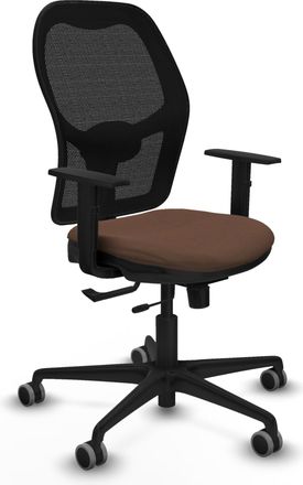 Piqueras y Crespo B&uuml;rostuhl mit 1D-Armlehnen, h&ouml;henverstellbare Lendenwirbelst&uuml;tze, ausgestattet mit Syncro/Traslack und injiziertem Schaumstoff, Schwarz/Dunkelbraun