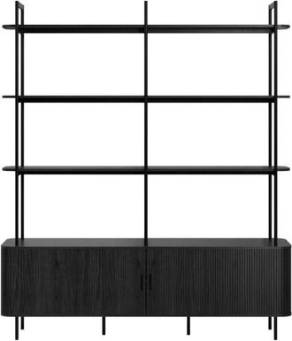 ebuy24 Ronin Regal 2 Jalousiet&uuml;ren, 3 Regale Asche-Dekor schwarz