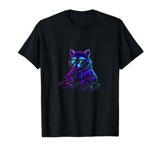 Hello Kitty DJ Wolf Kopfh&ouml;rer und Mischpult Clubstil Musik T-Shirt