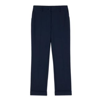 Oltre Cropped-Hose aus Cr&ecirc;pe-Stoff - - Trousers - Damen - Blau - 4XL