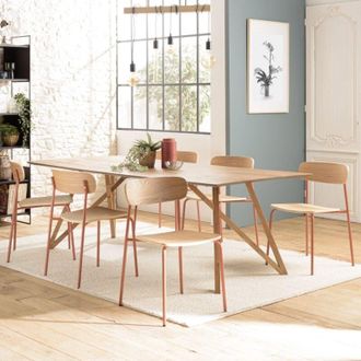 Macabane Macabane - tom - Lot de 2 chaises &laquo; &eacute;colier &raquo; en bois de fr&ecirc;ne et acier terracotta