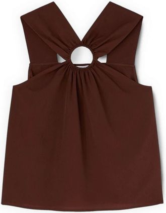 Motivi Femme, Tops, Brun, Taille: 38 FR Top en cr&ecirc;pe de chine avec anneau