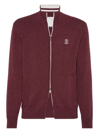 Brunello Cucinelli cardigan zippé à col montant - Rouge