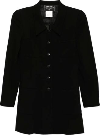 Chanel veste en laine à simple boutonnage (1996) - Noir