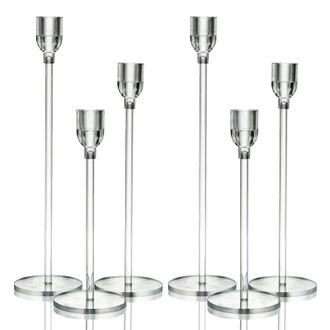 Generico Dekorative Kerzenst&auml;nder: Konischer Kerzenst&auml;nder, transparent, elegante Tischdekoration, Hochzeitsfeier, eleganter Kerzenst&auml;nder, LED-Kerzen, Dekorat