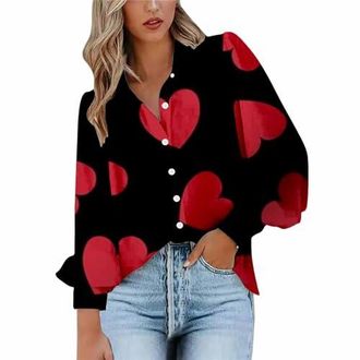 Generic Chemisiers pour femmes boutonn&eacute;s, parfaits pour Thanksgiving, la Saint-Valentin et dautres occasions. Chemisier &agrave; manches longues jaune pour femme, BK