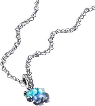 Pandora Pandora Moments Charm pendant Éléphant en argent sterling avec zircones cubiques transparentes et verre de Murano dégradé bleu et violet