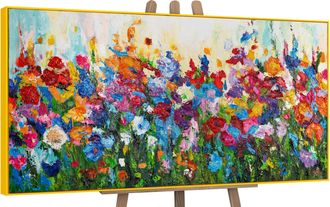 Yohji Yamamoto Art Abstrakt Acryl Gemälde auf Leinwand Blumige Farben handgemalt Wandbilder Wohnzimmer modern Wohndekor Bild Blumen Weide Wiese bunt echte Kunst 140x