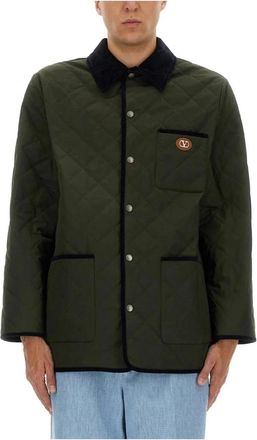 Valentino Garavani Homme, Vestes, Vert, Taille: XL Vlogo Signature Quilted Jacket