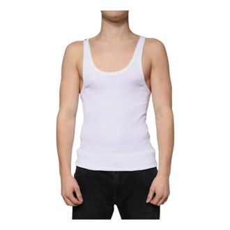 Dolce & Gabbana Wei&szlig;e Baumwolltanktop Runder Ausschnitt - - Tops - Herren - Wei&szlig; - 2XL