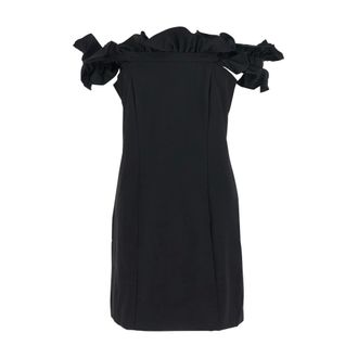 Rotate Rotate Birger Christensen, Femme, Robes, Noir, Taille: 40 FR Robe Noire à Volants en Tissu Technique