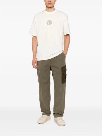 Stone Island Logo-Embroidered Cotton T-Shirt - Beige