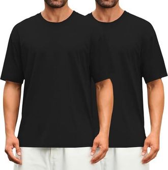 Generic T-shirt uni pour homme 2026 nouveau t-shirt d&eacute;t&eacute; d&eacute;contract&eacute; col rond manches courtes t-shirt classique basique 2 pi&egrave;ces pour int&eacute;rieur et ext&eacute;rieur, 