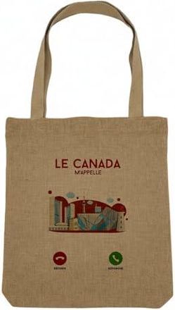 Fabulous Sac Shopping Tote Bag Aspect Lin - Le Canada MAppelle Architecture Voyage Culture - Sac de Courses Toile Epaisse 360g Beige Naturel Cabas Port&eacute; Epaule