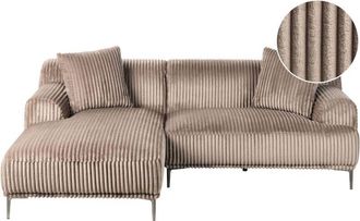 Beliani Beliani - Ecksofa Hellbraun Cord Rechtsseitig 3-Sitzer L-Form mit Liege Modernes Design Stoffsofa Polstersofa Wohnzimmerm&ouml;bel